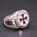 Knights Templar Cross Ring Cross Ring Silver Cross Ring Red - Etsy