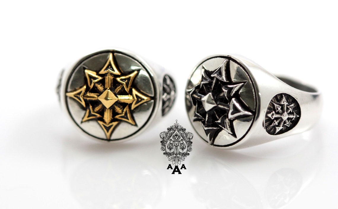 Symbol of Chaos Ring,chaos Star Ring,sterling Silver Chaos Ring, Star ...