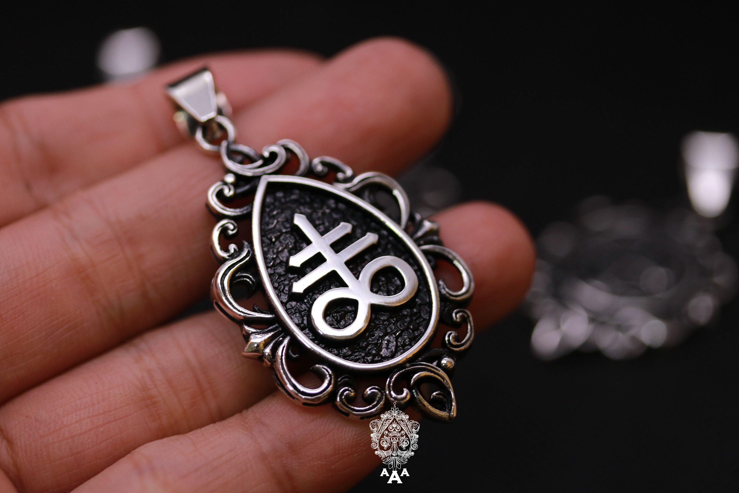 Satanic Leviathan Pendant Satanic Cross Pendant Satanic Pendant Silver ...
