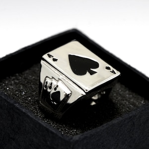 Ace Card Ring, Triple Ace Beside, Fashion Men's Silver Ring,925 ...