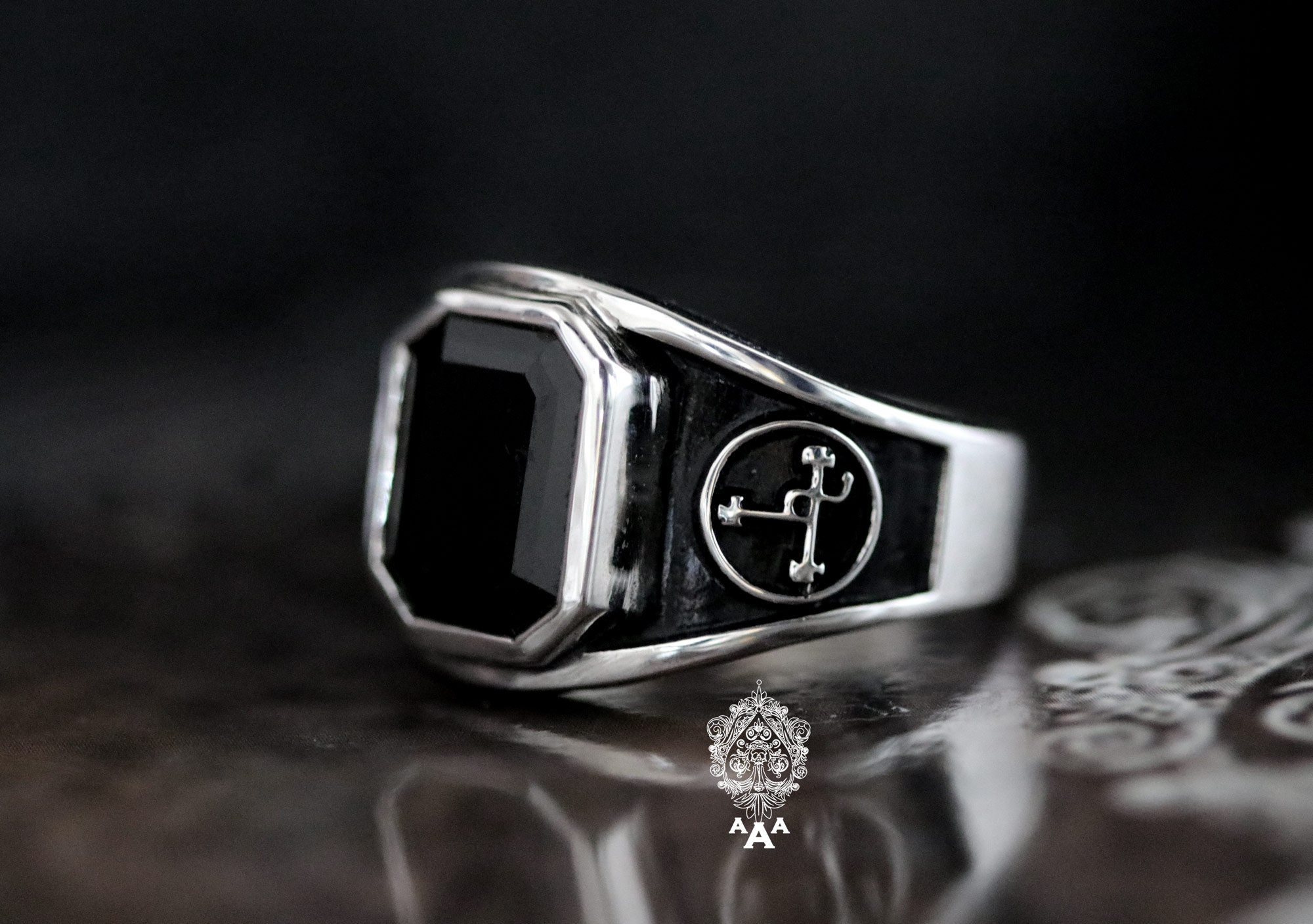 Liltih Ring Sigil of Lilith With Onyx 925 Sterling Silver Natural Onyx ...