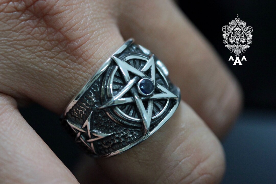 Pentagram Ring,pentacle Ring,occult Ring,baphomet Ring,black Pentagram ...