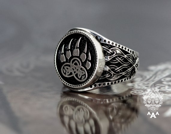 Bear Paw Slavic Ring viking Ring viking Jewelry sterling Silver 925. Etsy