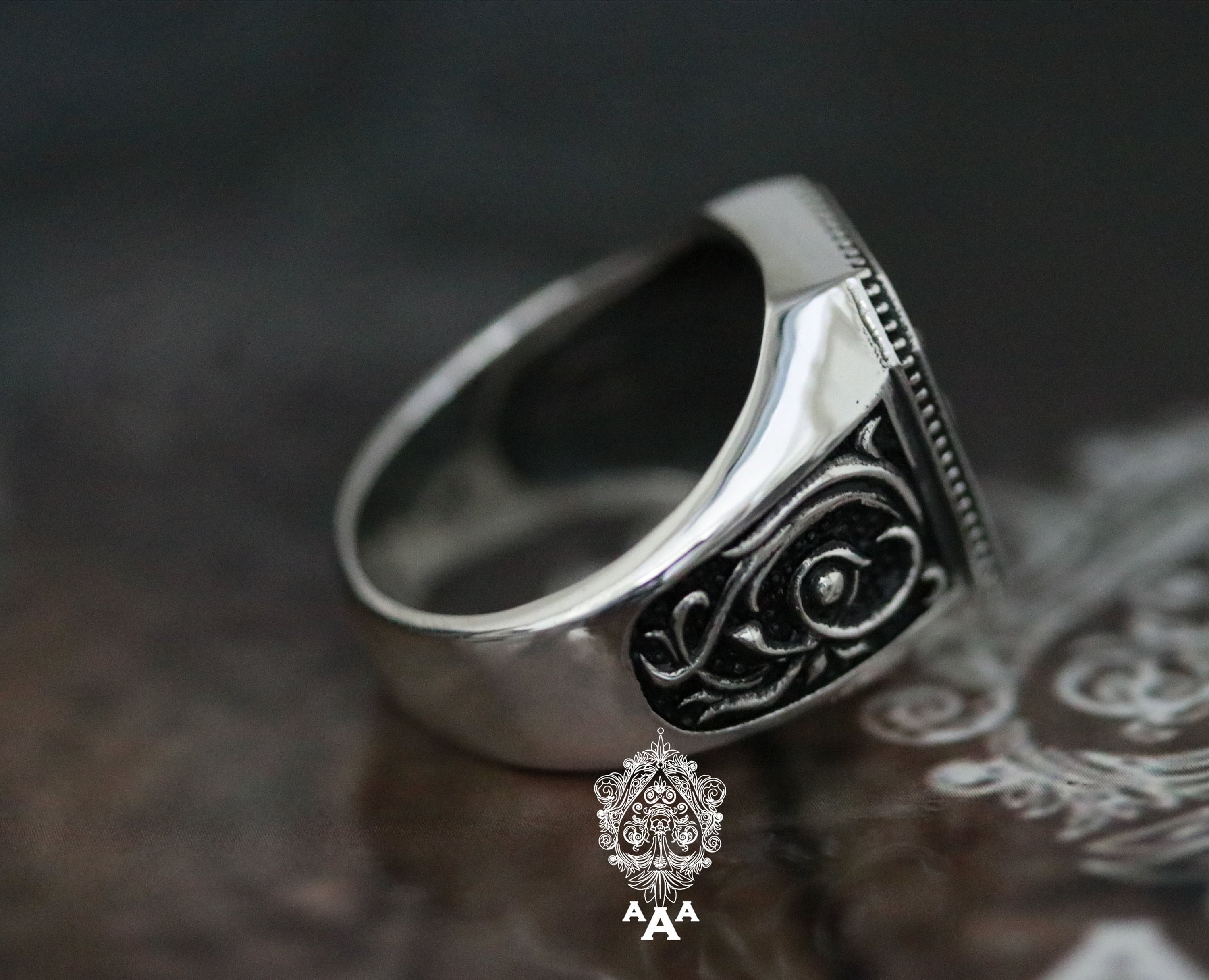 Poseidon Trident Cushion Signet Ring Sterling Silver 925 Ring - Etsy