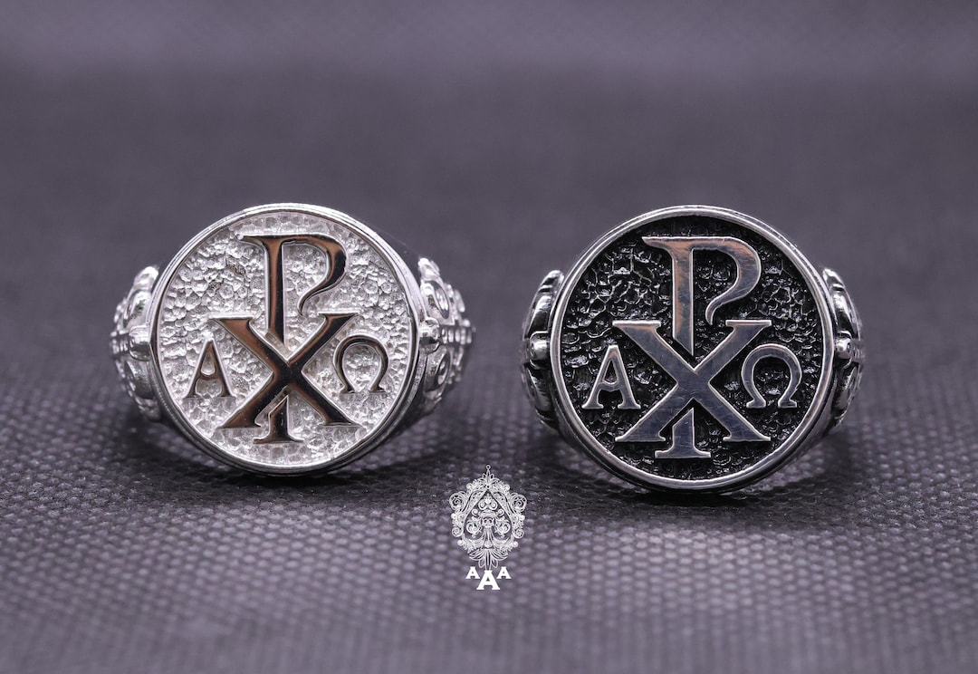 Chi Rho Ring Alpha Omega Ring Silver 925 Chi Rho Ring - Etsy