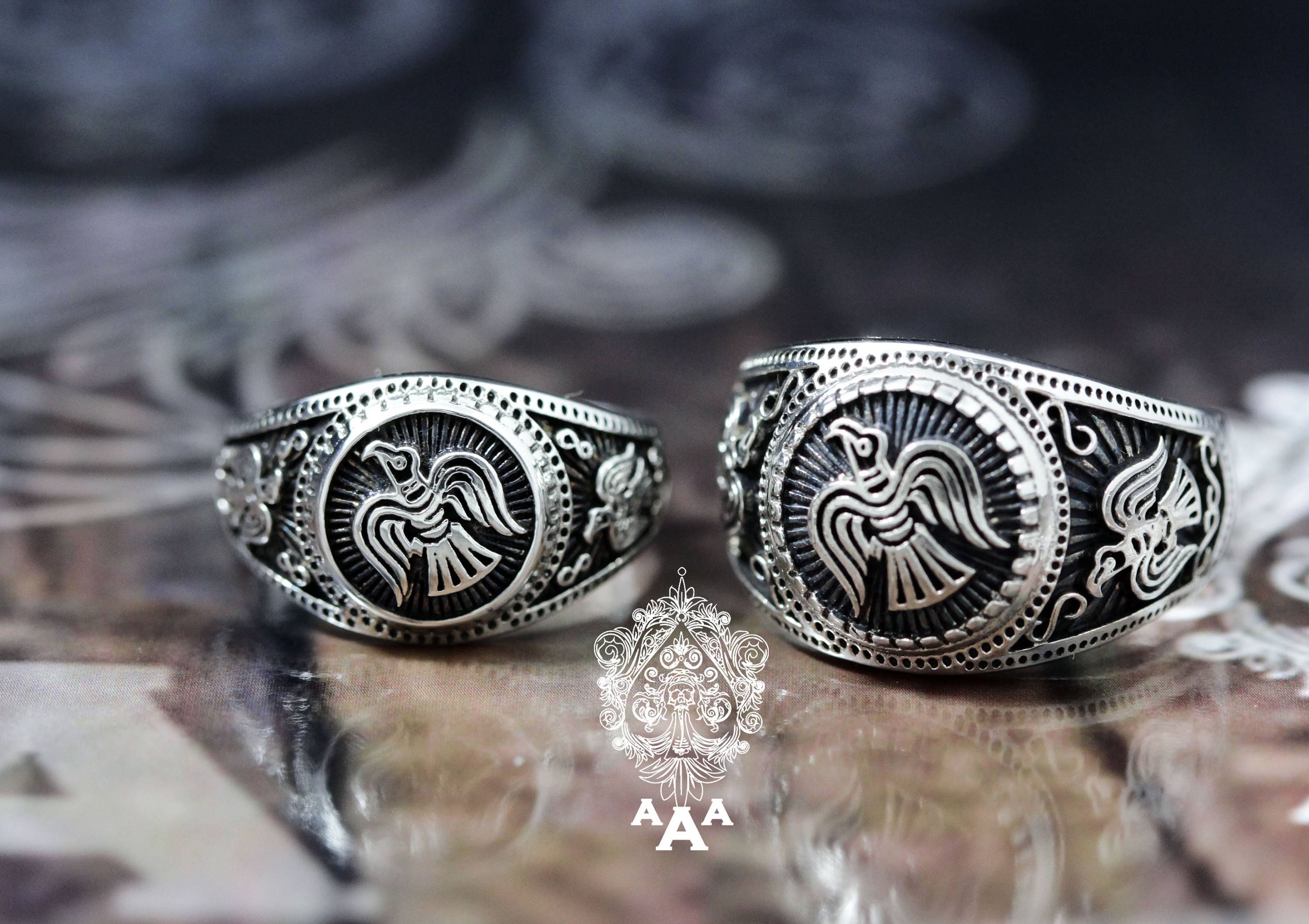 Women Viking Raven Ring,raven Viking Ring,sterling Silver Viking Ring ...