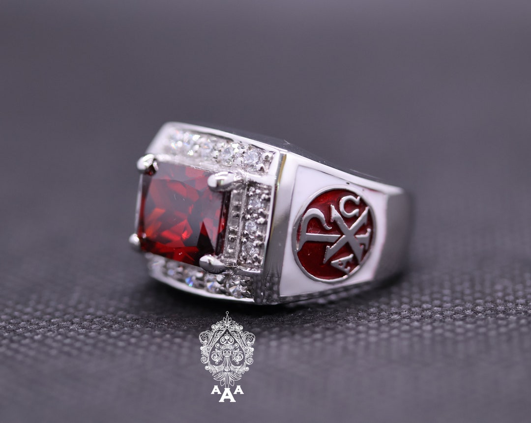Red CZ Statement Ring Men Ring Silver Ring Silver 925 Red CZ White CZ ...