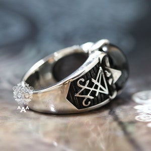 Lucifer Ring,lucifer Onyx Ring Ring With Onyx Sterling Silver 925. - Etsy