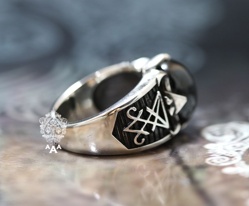 Lucifer Ring,lucifer Onyx Ring Ring With Onyx Sterling Silver 925. - Etsy
