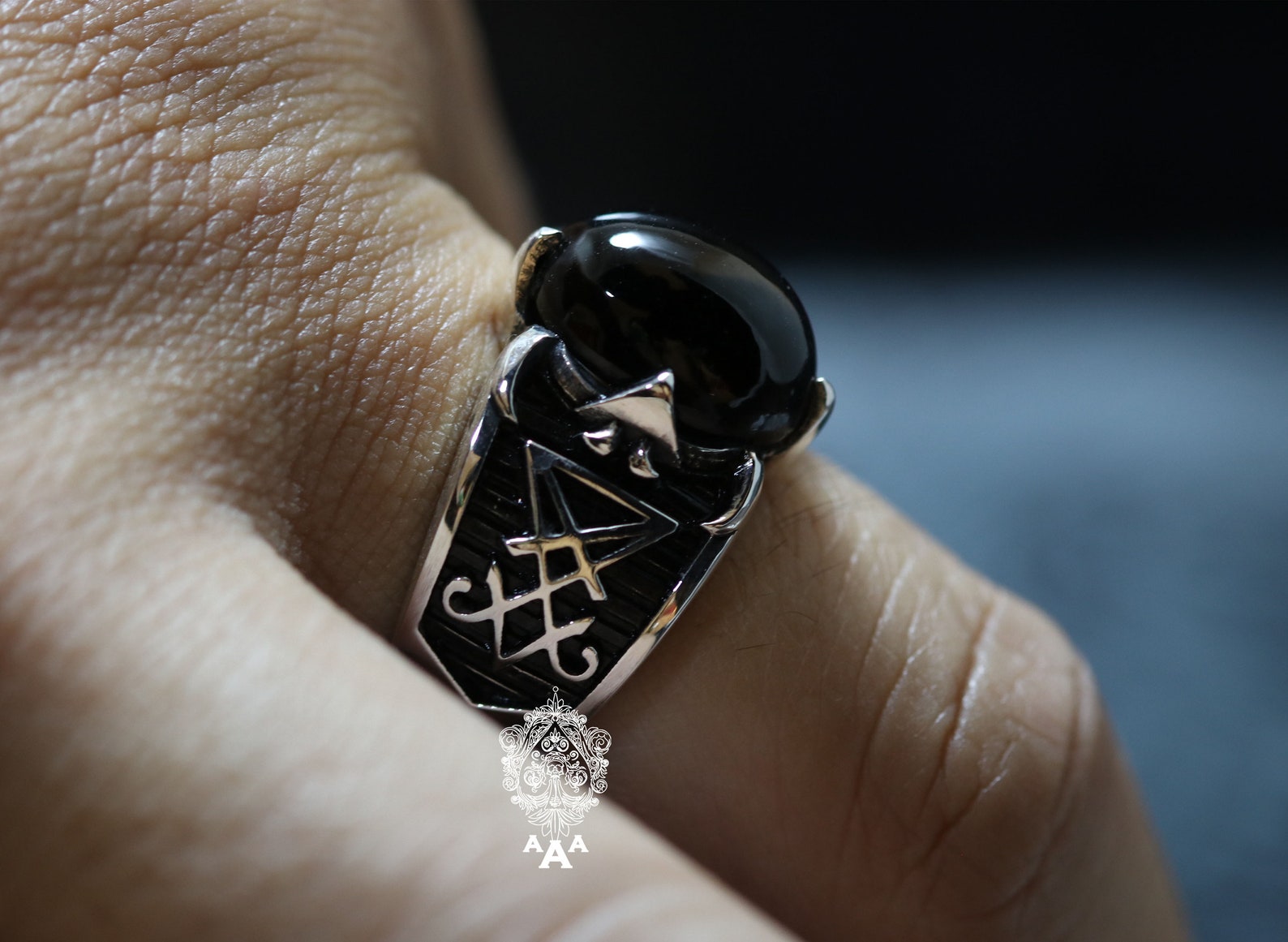 Lucifer Ringlucifer Onyx Ring Ring With Onyx Sterling Silver | Etsy