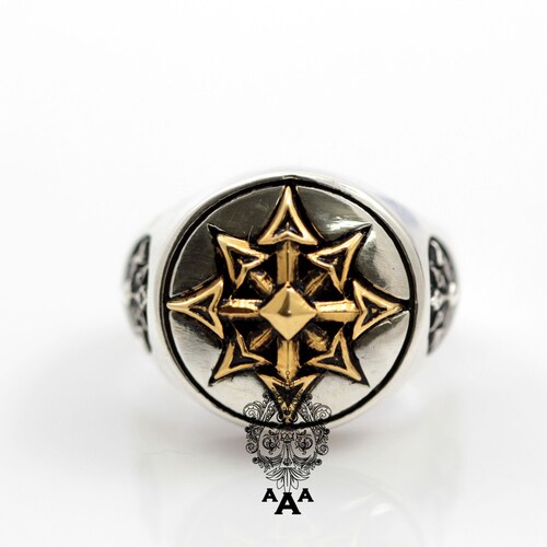 Symbol of Chaos Ringchaos Star Ringsterling Silver Chaos - Etsy
