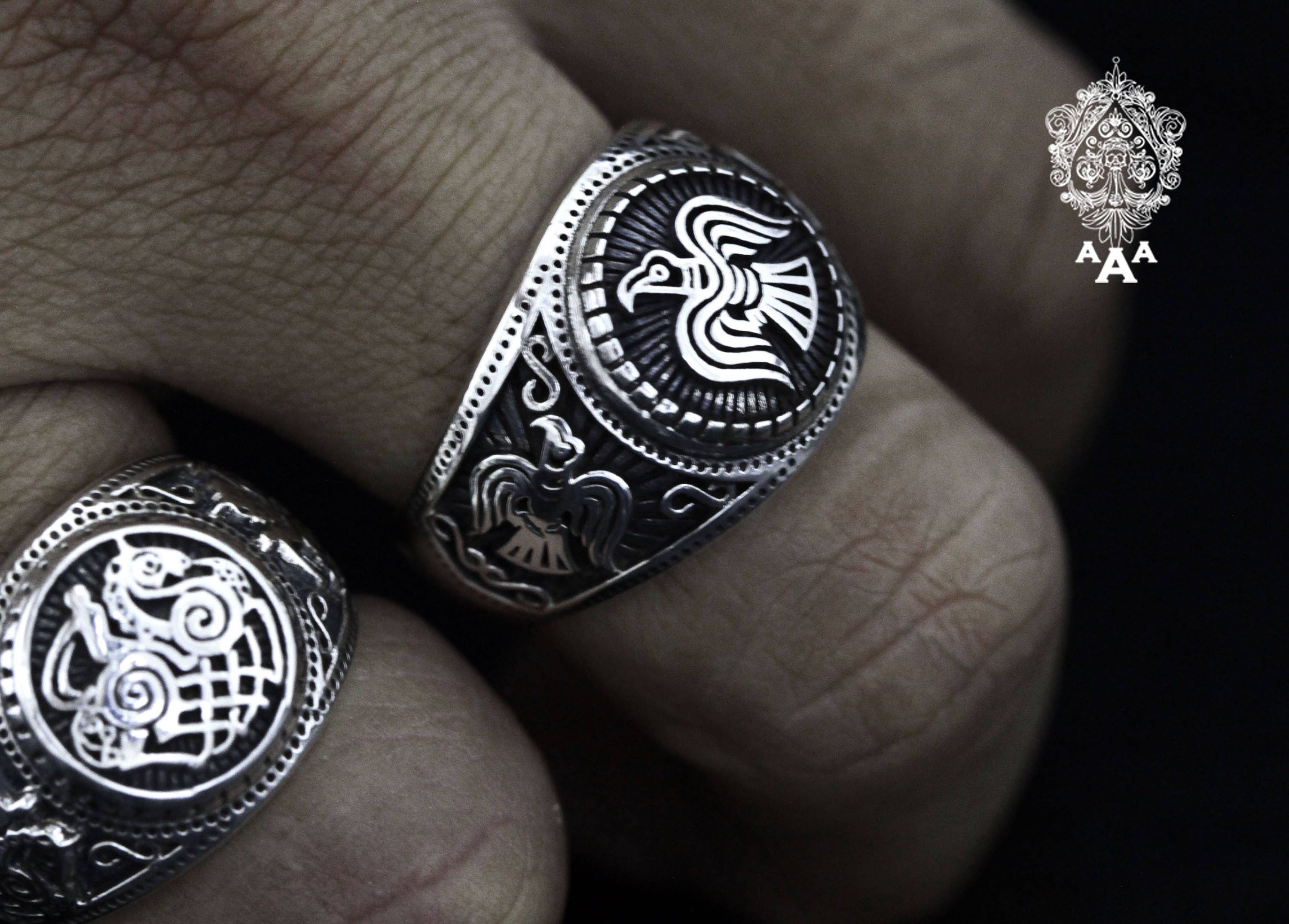 Viking Raven Ringraven Viking Ringsterling Silver Viking - Etsy