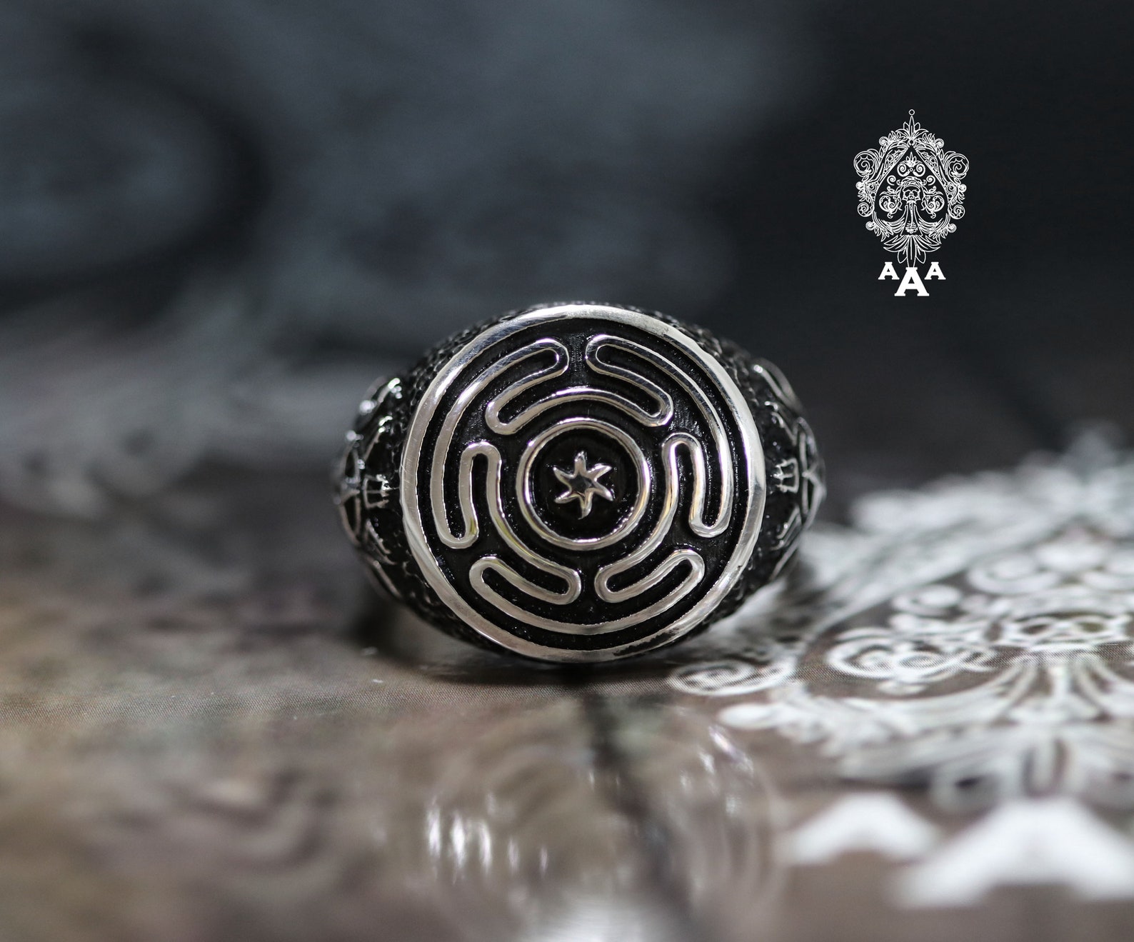 Hecate's Wheel Ring Hecate Ring Sterling Silver 925 Black. - Etsy