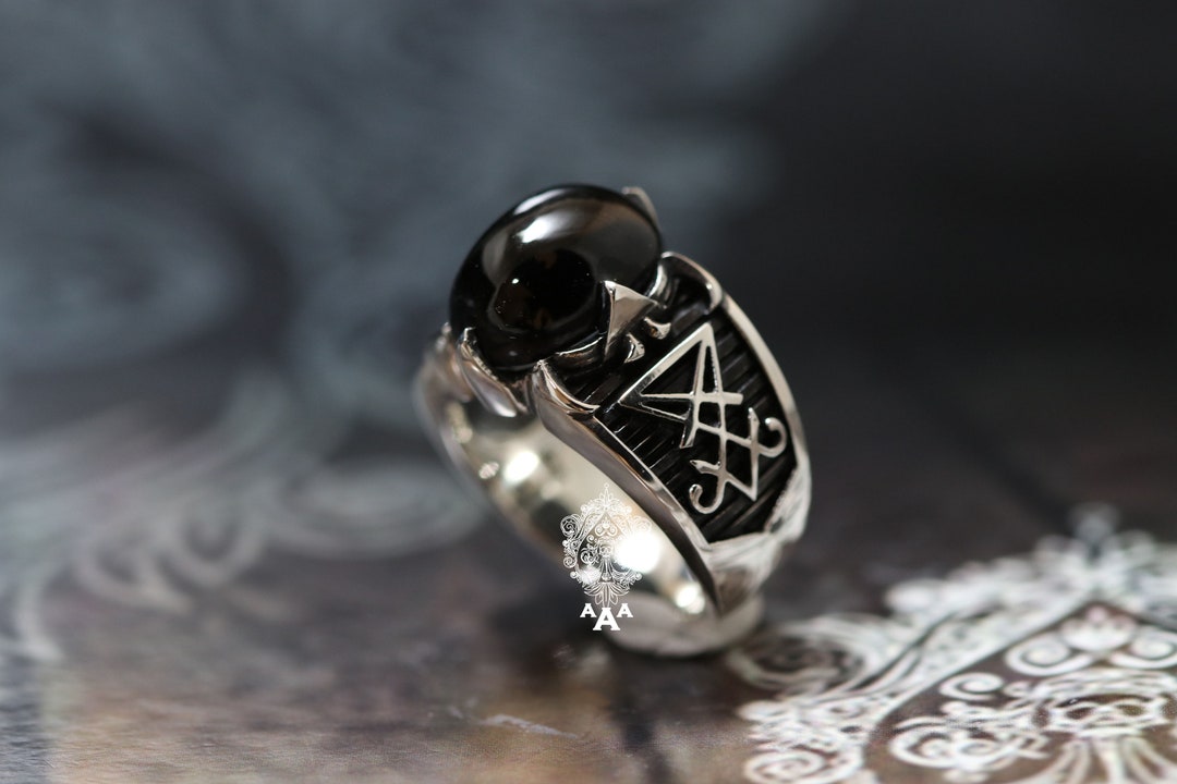 Lucifer Ring,lucifer Onyx Ring Ring With Onyx Sterling Silver 925. - Etsy