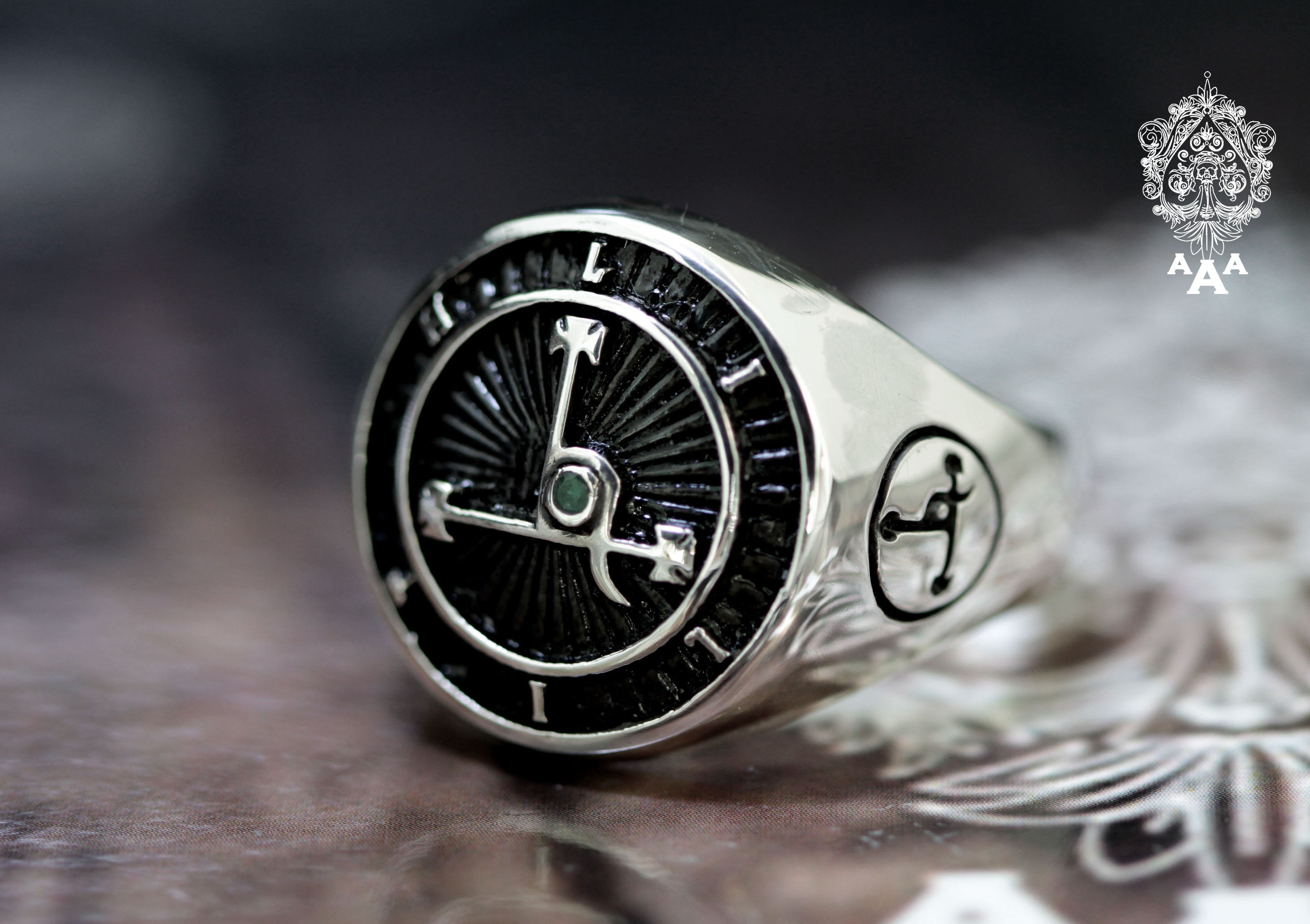 Lilith Sigil Ring,emerald Lilith Sigil Ring,sterling Silver 925 Black ...