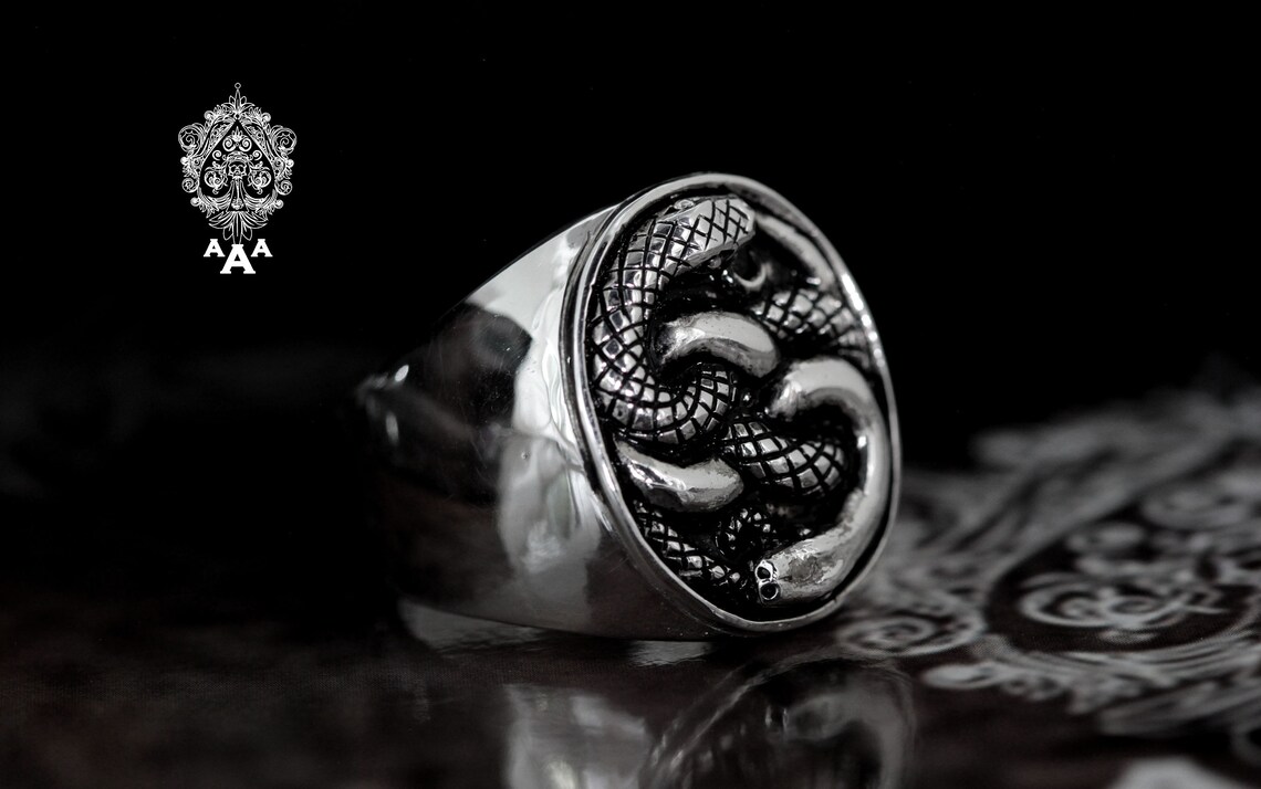 Snake Ringsnake Eyes Ringsterling Silver 925 Black. | Etsy