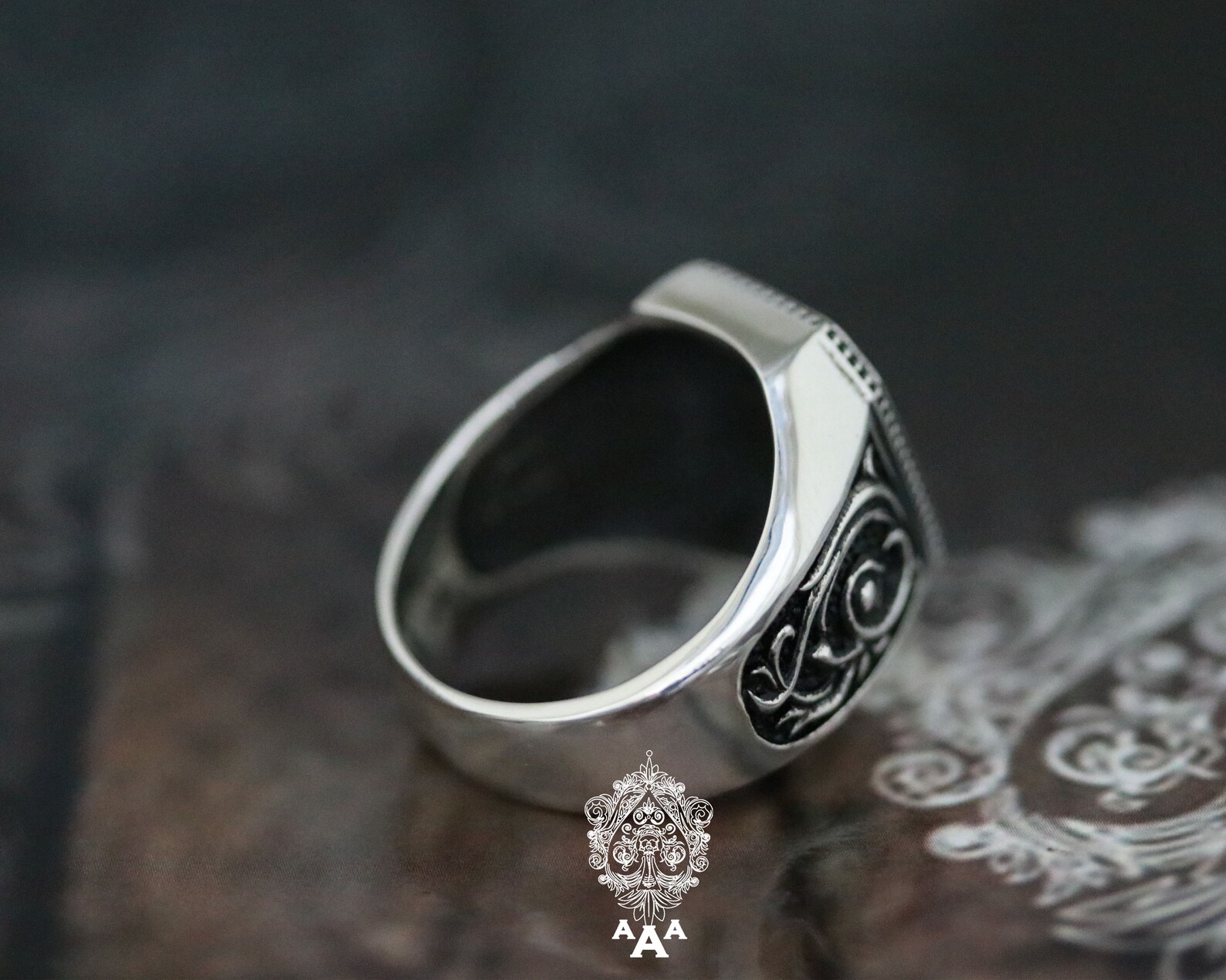 Poseidon Trident Cushion Signet Ring Sterling Silver 925 Ring - Etsy