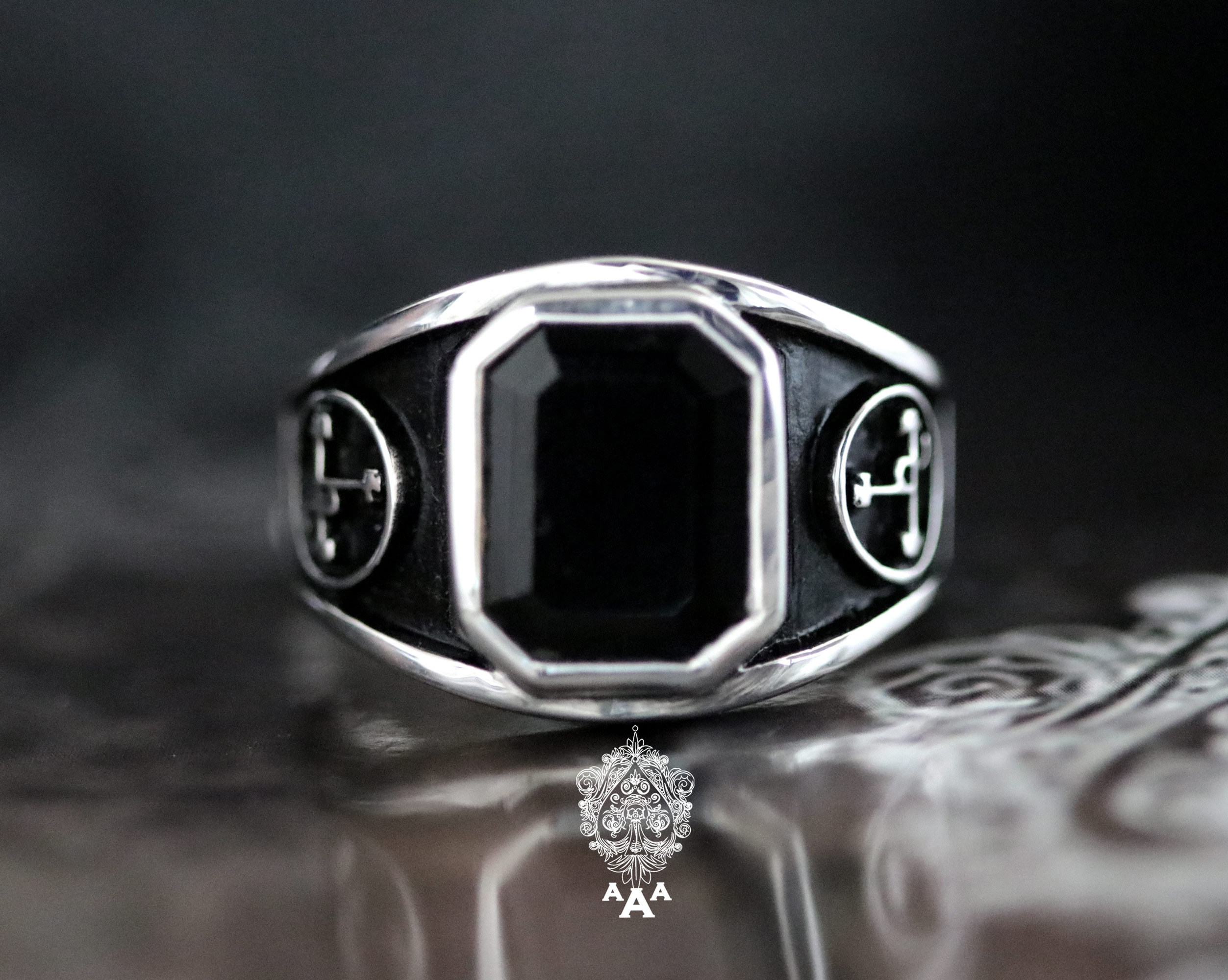 Liltih Ring Sigil of Lilith With Onyx 925 Sterling Silver Natural Onyx ...
