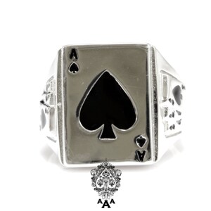 Ace Card Ring, Triple Ace Beside, Fashion Men's Silver Ring,925 ...