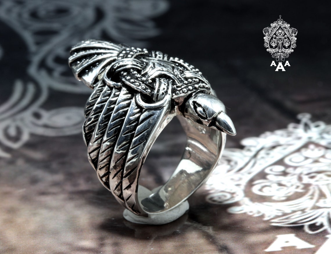 Raven Ringviking Raven Ringsterling Silver Viking - Etsy