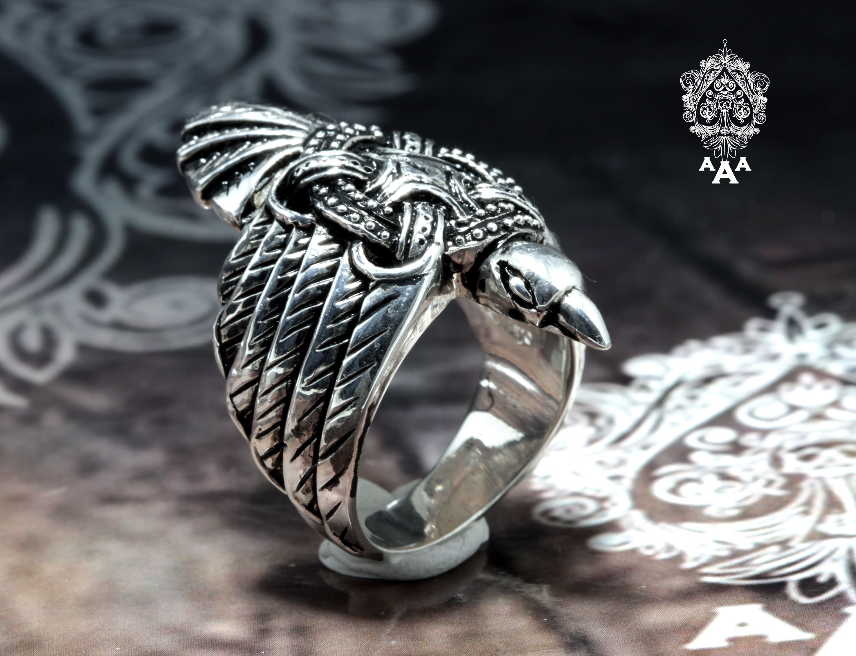 Raven Ringviking Raven Ringsterling Silver Viking - Etsy