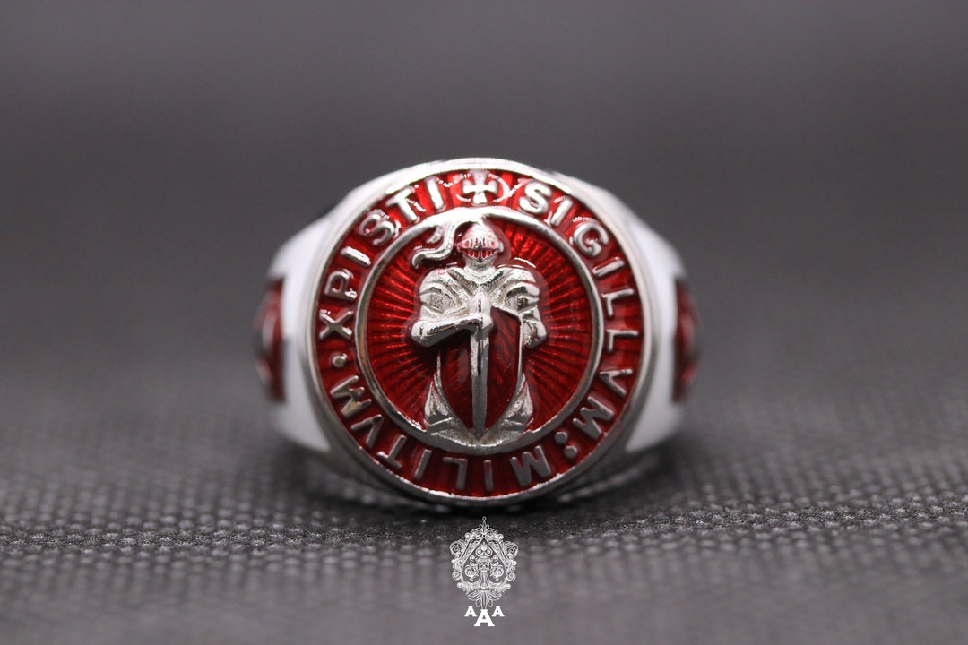 Knight Templar Ring Knight Templar Red Ring Templar Ring Silver Templar ...