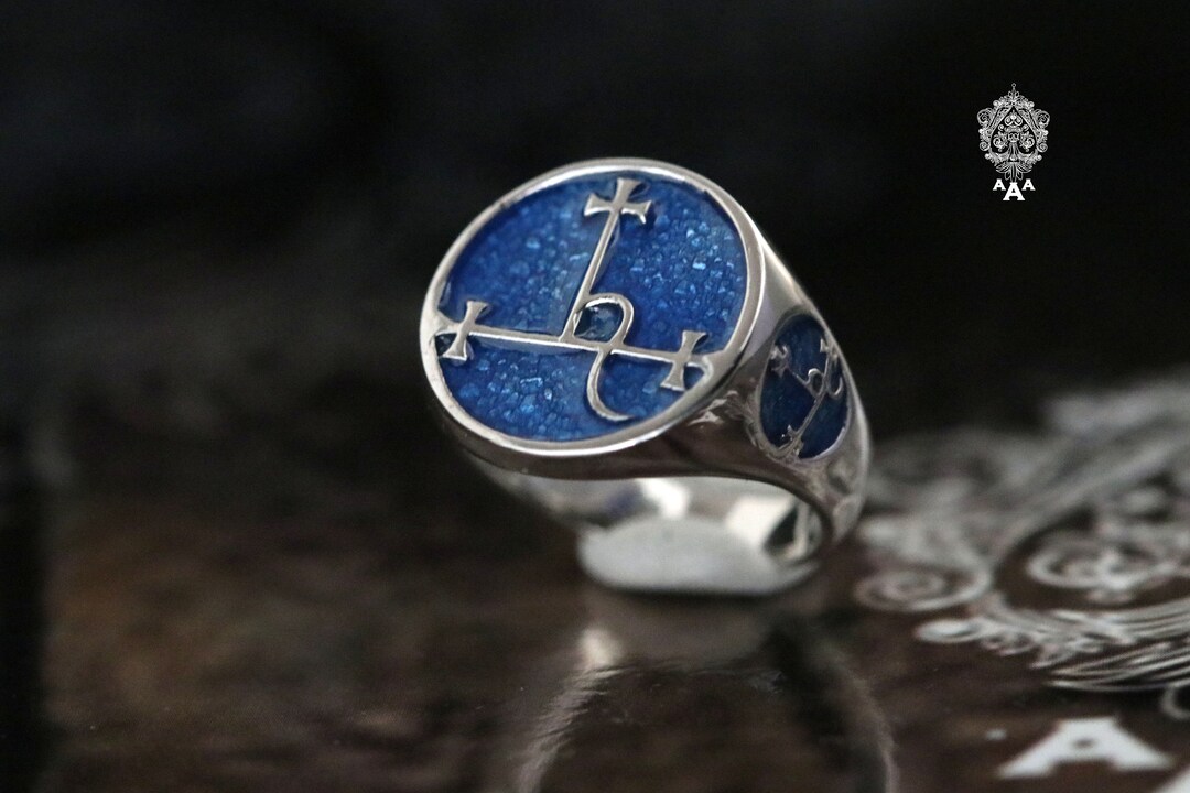Lilith Sigil Ring.sterling Silver 925 Blue Enamel.v3 - Etsy