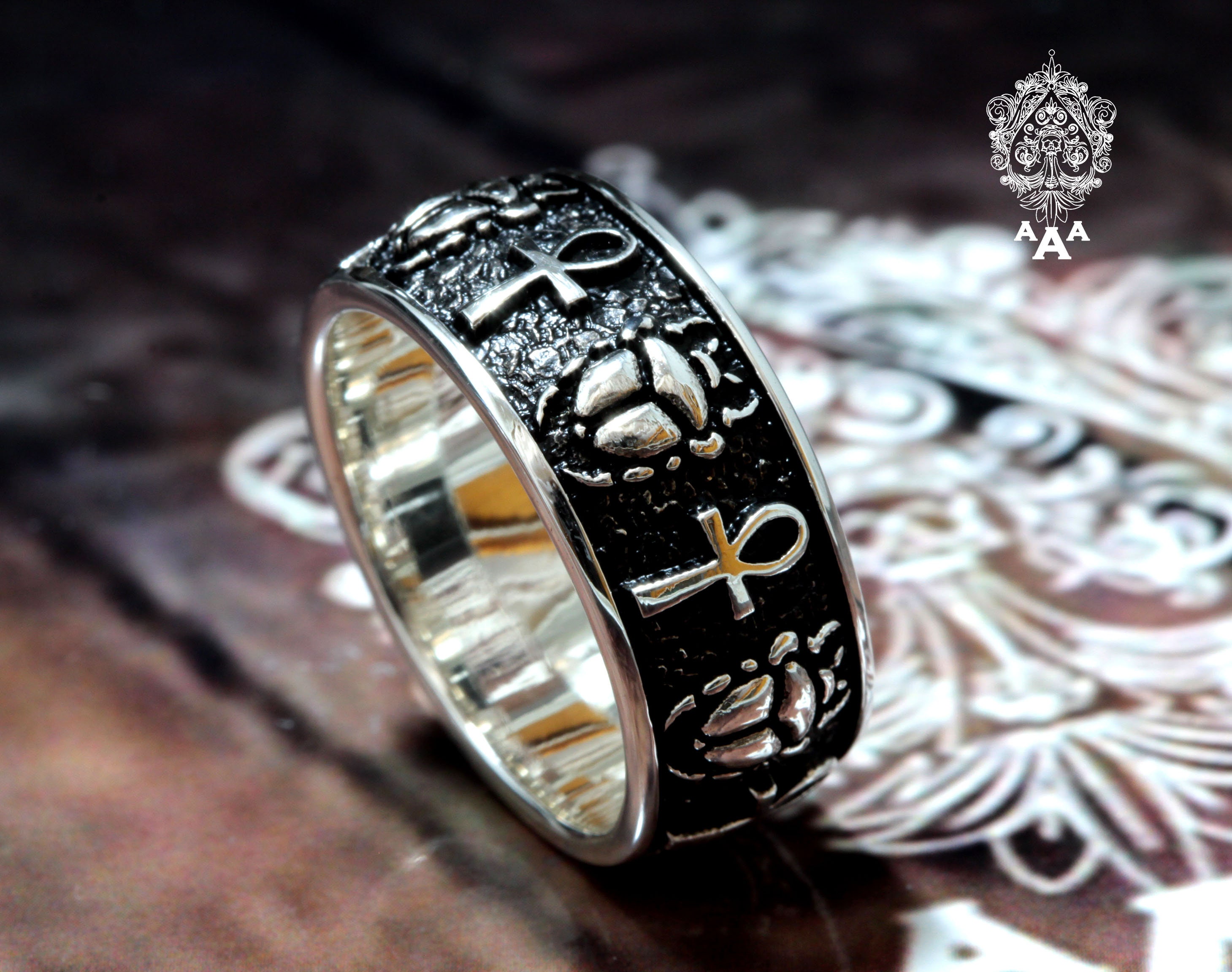 Scarab Ring,egypt Ankh Ring, Ring With Ankh, Ring With Scarab, Egypt ...