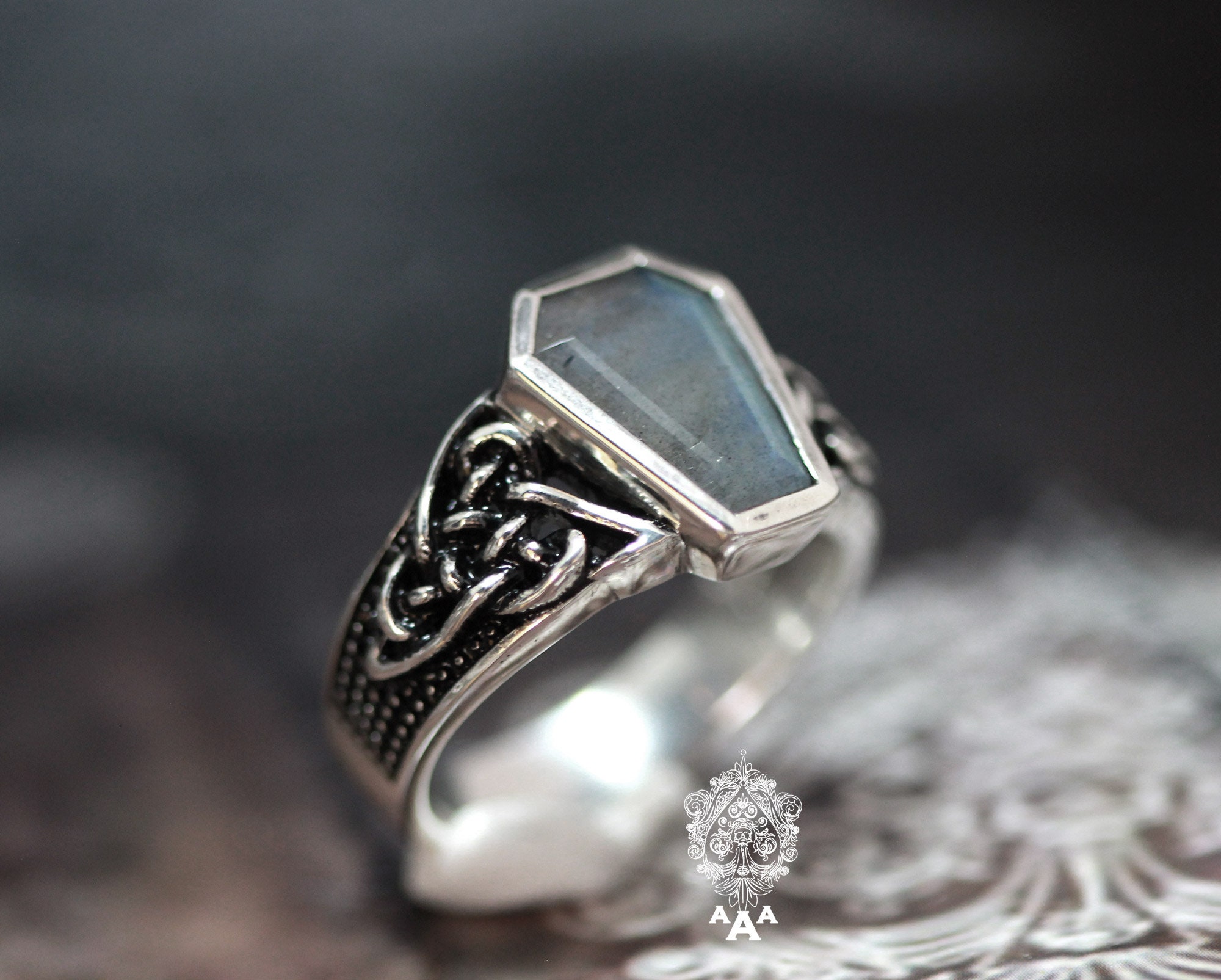 Coffin Ring,coffin Labadorite Ring,labadorite Ring,sterling Silver Ring ...