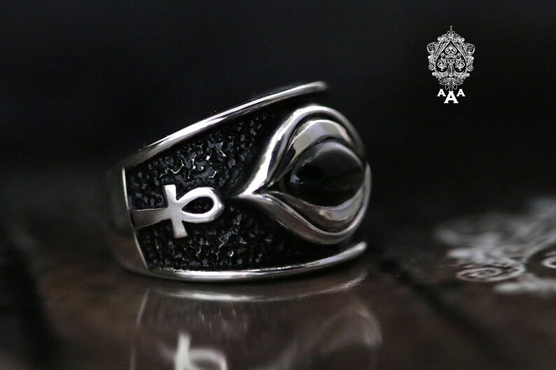 Ankh Ring Pyramid Ring Egypt Ring,eye of Horus Onyx Ring,onyx Ring ...