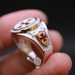 Knights Templar Cross Ring Cross Ring Silver Cross Ring Red Cross Ring ...