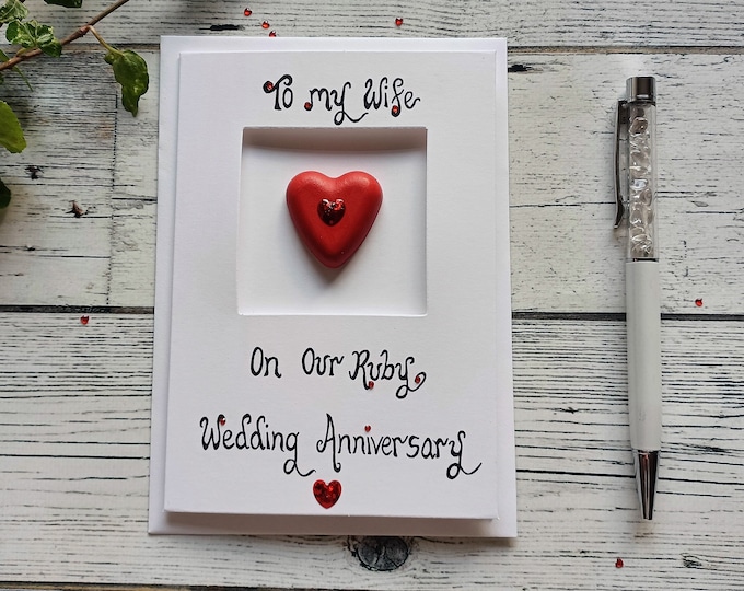 Ruby Wedding Card for Wife, Wife Ruby Anniversary Card, Our Ruby ...