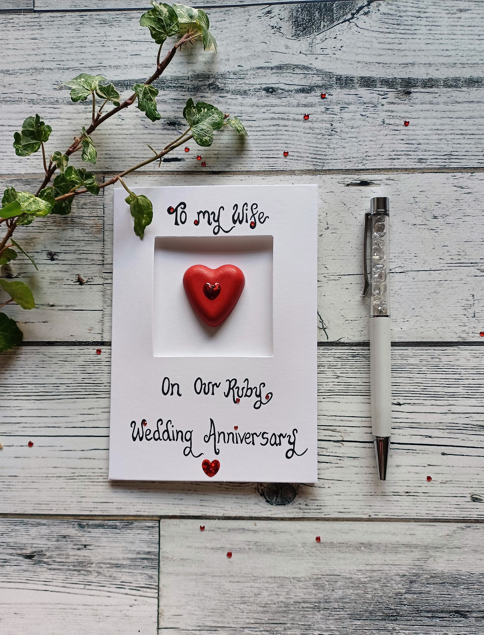 Ruby Wedding Card for Wife, Wife Ruby Anniversary Card, Our Ruby ...