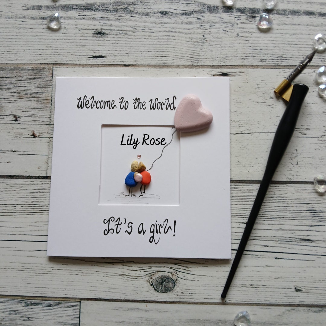 New Baby Girl Card, Newborn Girl Card, Personalised Baby Card, Baby ...