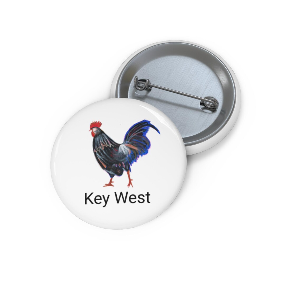 Custom Pin Buttons Key West Chicken White - Etsy