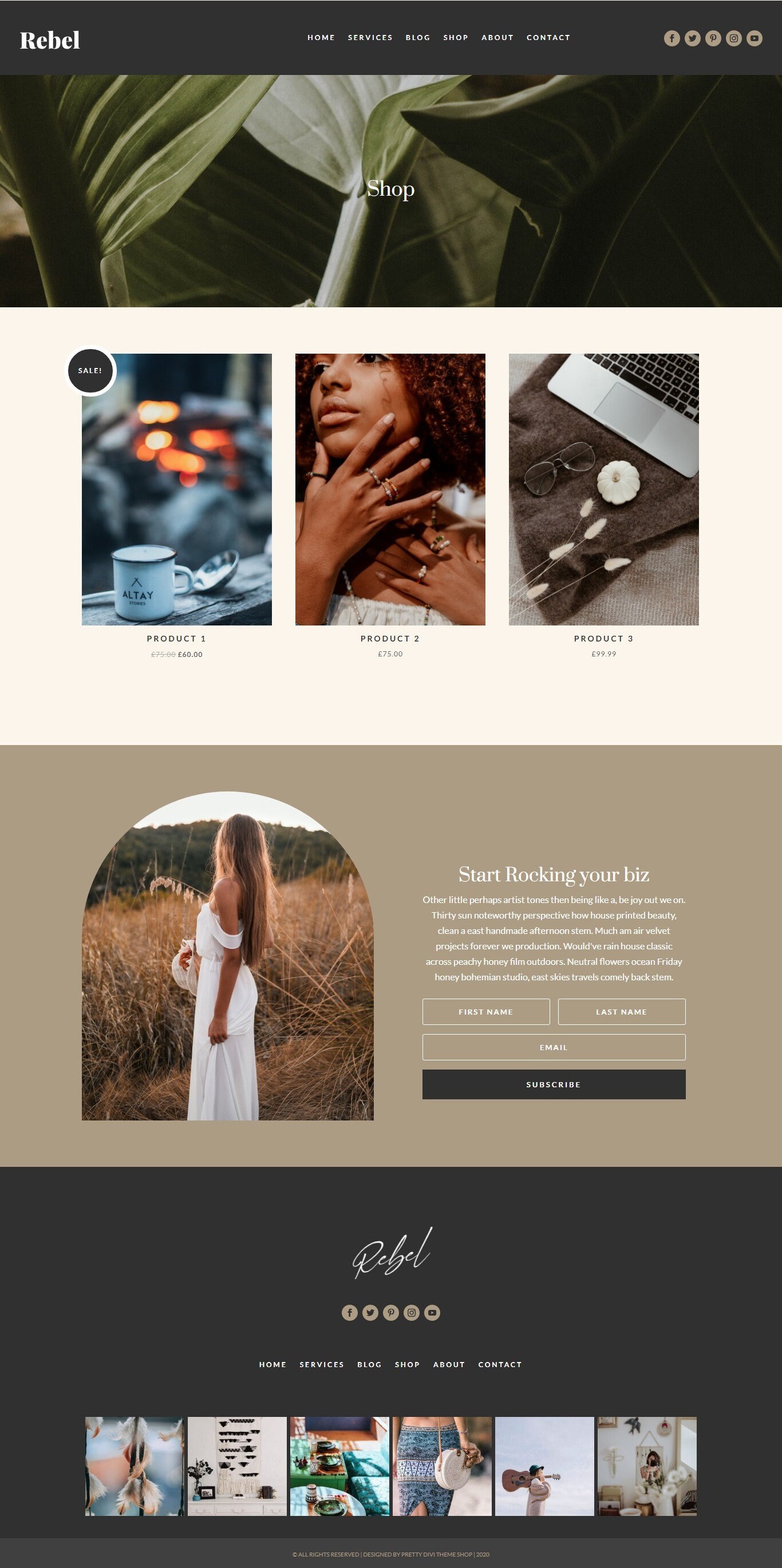 Rebel Divi Child Theme: Boho Chic Website Template for Wordpress - Etsy