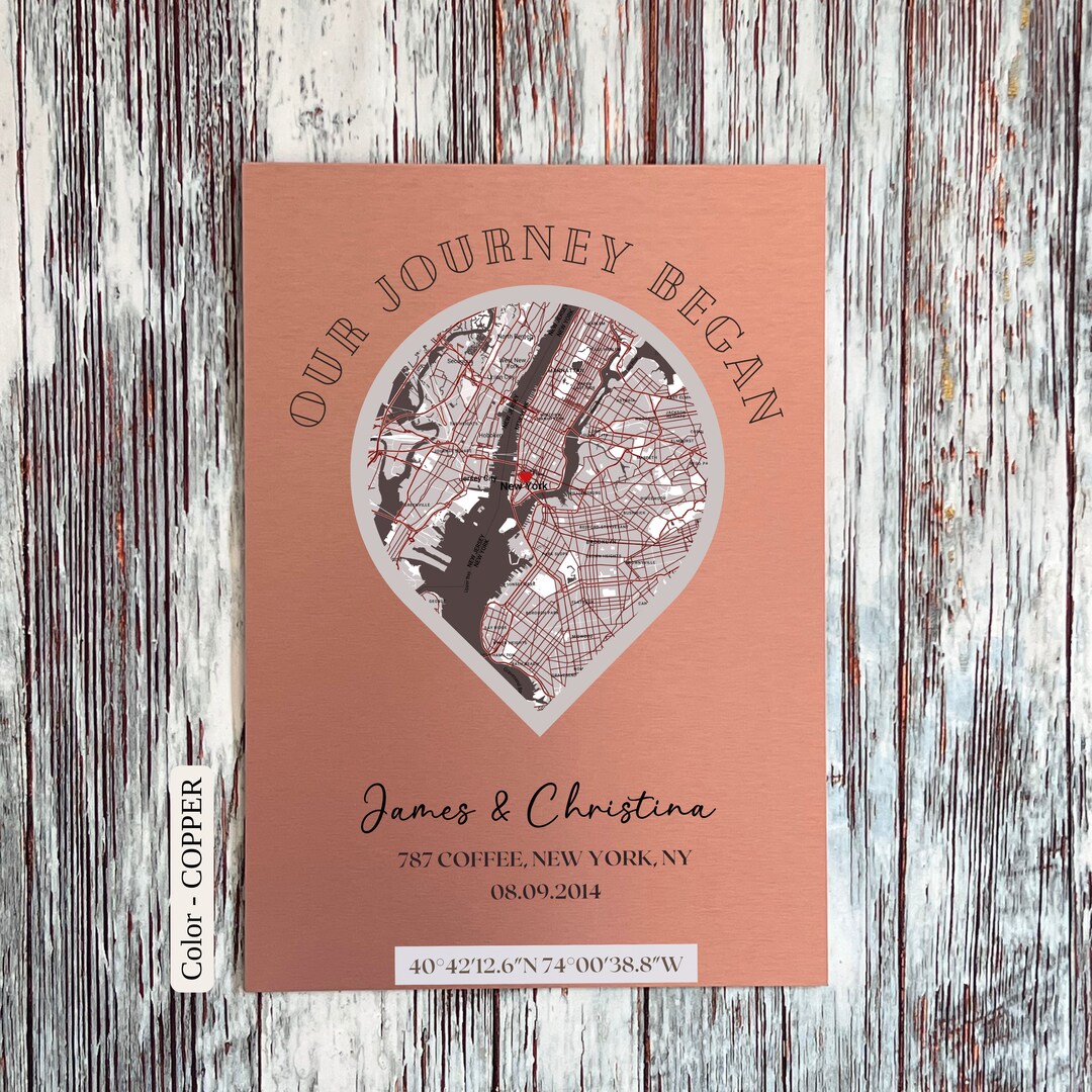 Custom Map Plaque Couples Gift, Engagement Gifts, Custom First Date Map ...