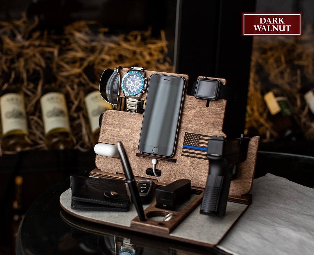 Dock Station With Gun Holder Gift for Him Wood Docking Station With Gun ...