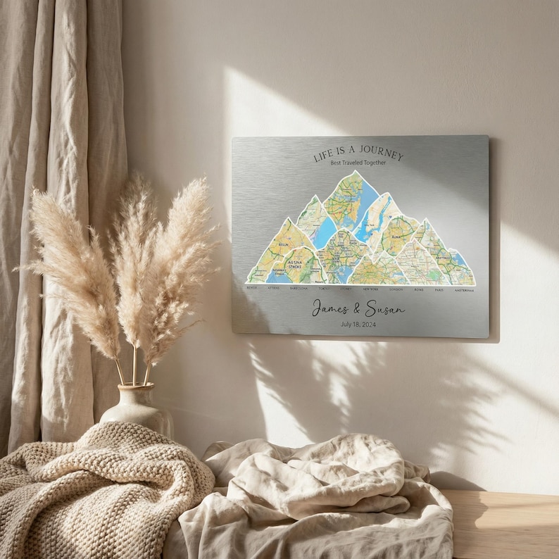 Mapas de montanha personalizados em metal com 2 a 13 localizações ...