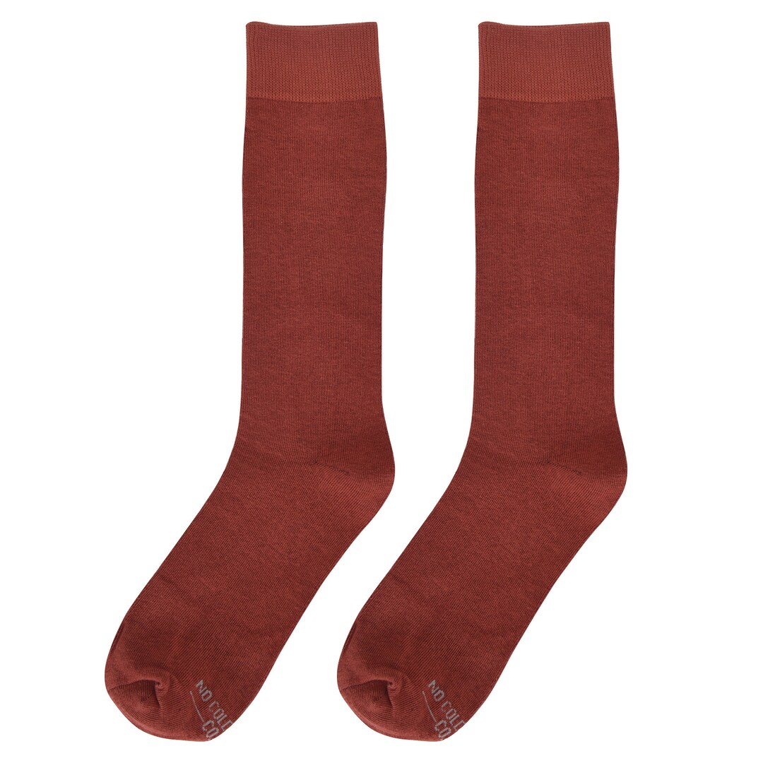 Burnt Orange Mens Dress Socks, Solid Terracotta Groomsmen Socks With ...