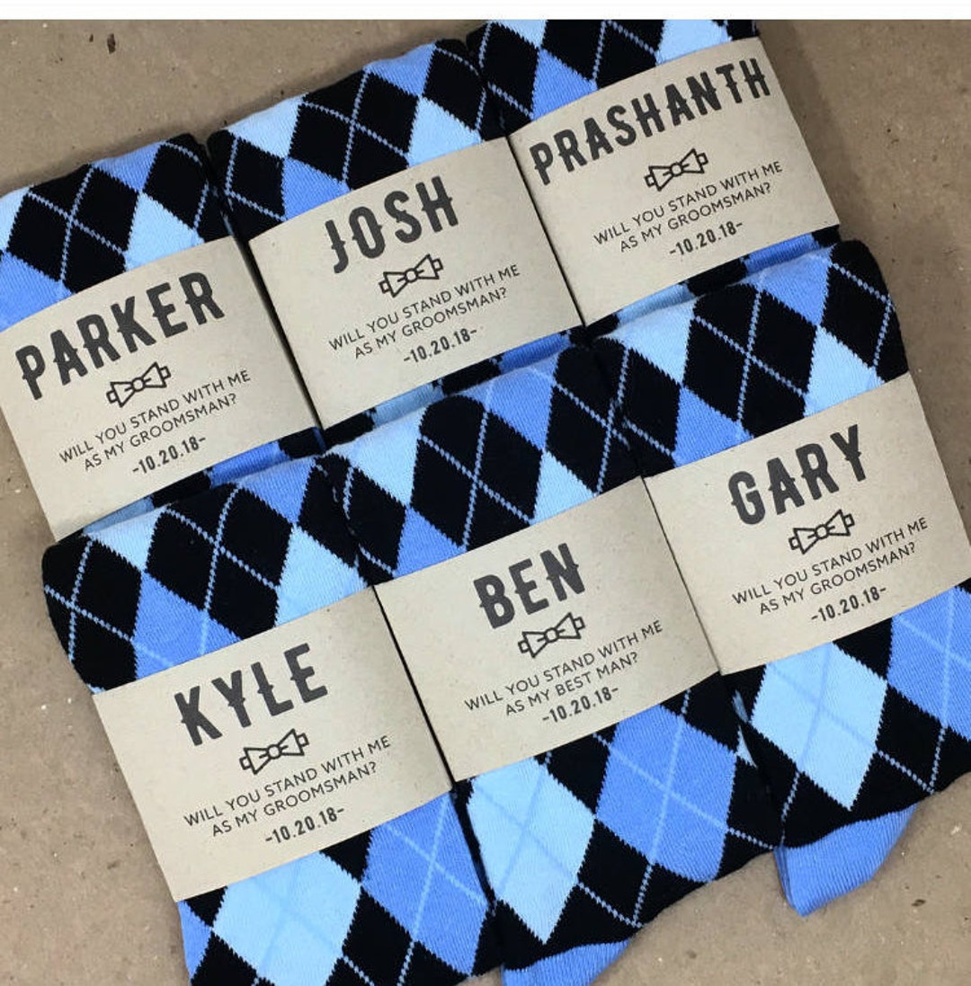 Will You Be My Groomsman Socks and Custom Sock Labels, Personalized ...