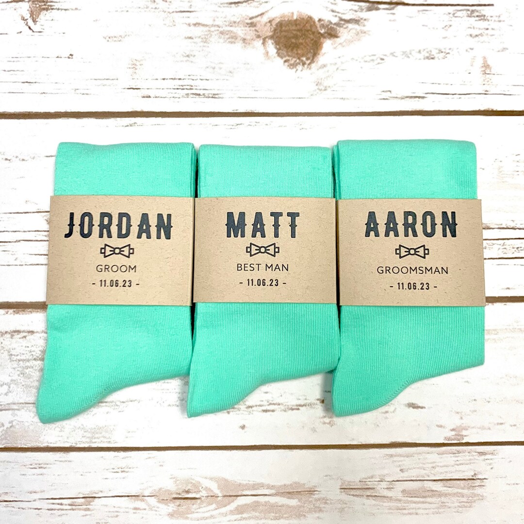 Mint Green Groomsmen Socks, Solid Mint Green Socks, Green Groomsmen ...