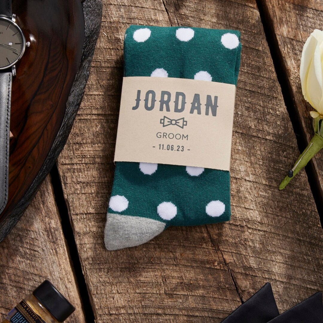 Personalized Emerald Green Groomsmen Socks With Customized Labels, Dark ...