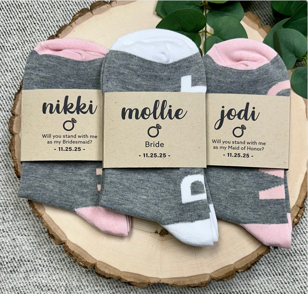 Bridesmaid Proposal Socks With Personalized Custom Label, Bridesmaid ...