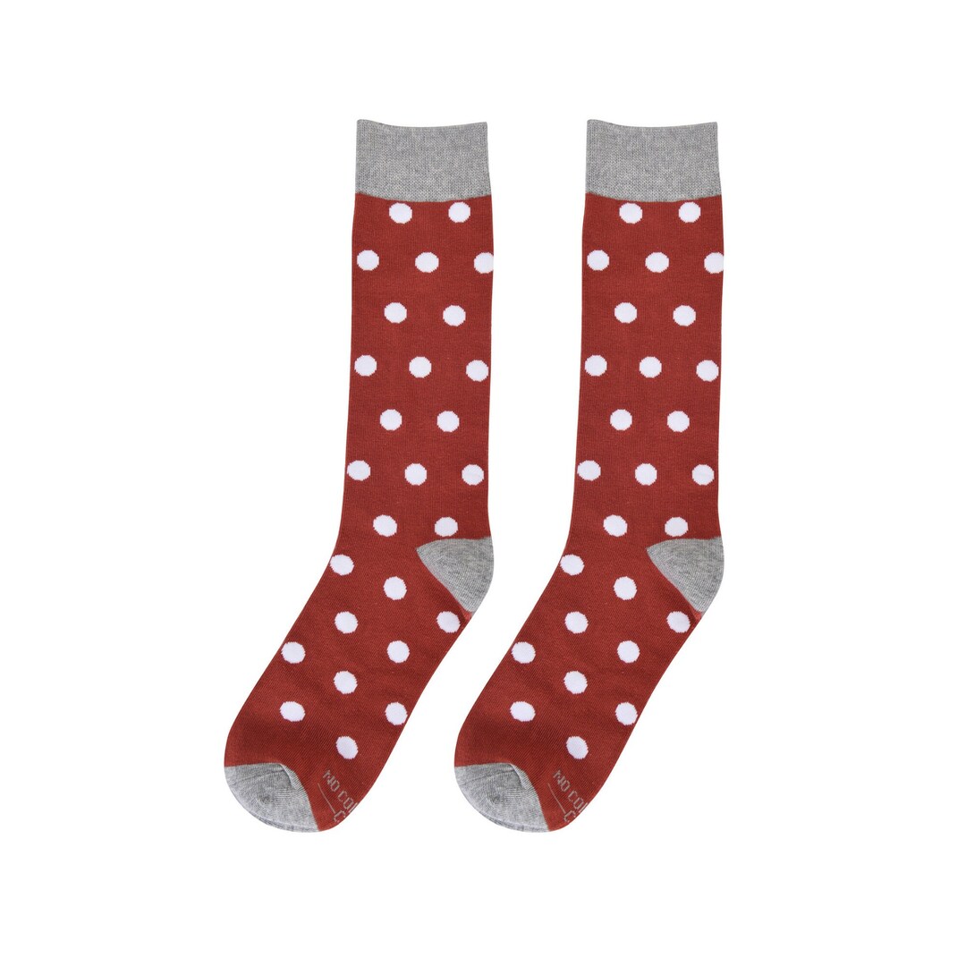 Burnt Orange Socks, Burnt Orange Polka Dot Groomsman Socks, Rust ...