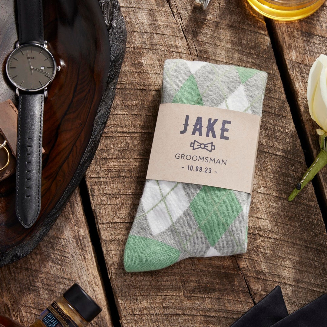 Personalized Groomsmen Sage Green Socks With Custom Labels - Etsy