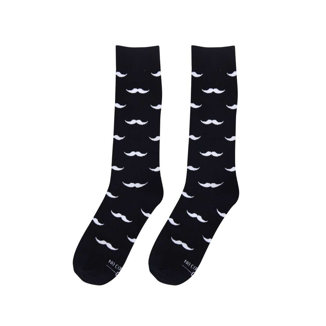 Mustache Socks, Groomsmen Black With White Mustache Groomsmen Socks ...