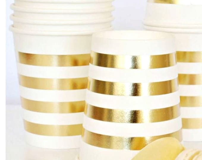 Gold Striped Paper Cups - Etsy