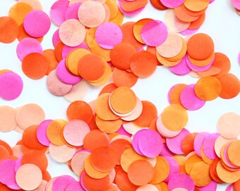 Hand-cut Confetti Bright : Hot Pink, Orange, Peach, Tangerine DIY Party ...