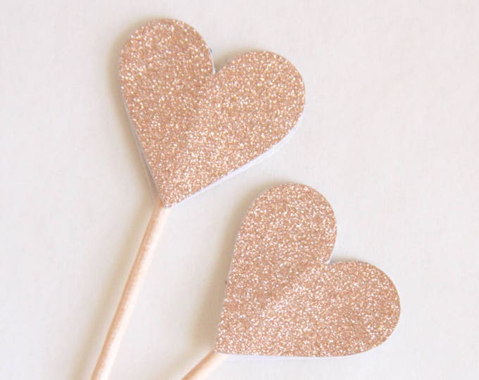Rose Gold Heart Cupcake Toppers - Etsy